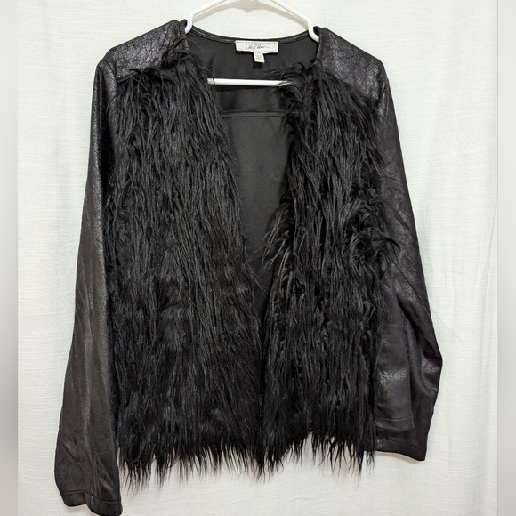 Sam Edelman | Jackets & Coats | Libby Edelman Black Faux Fur Fuzzy Hair ...